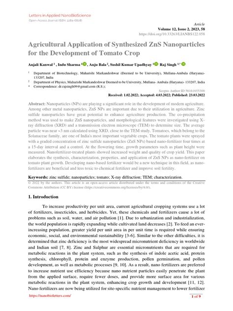 agricultural application of synthesized zns nanoparticles for the