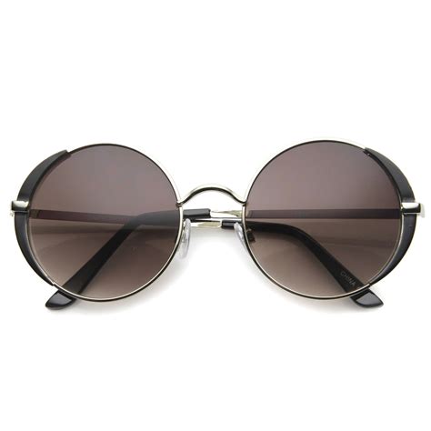Womens Fashion Oversize Round Metal Sunglasses Zerouv