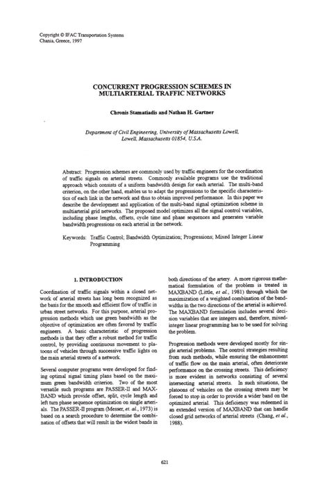 Pdf Concurrent Progression Schemes In Multiarterial Traffic Networks
