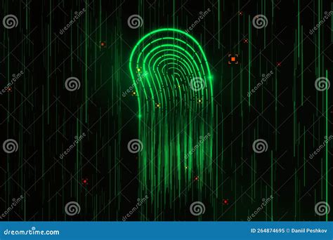 Abstract Glowing Green Fingerprint Hologram On Background Forensics And Id Concept 3d