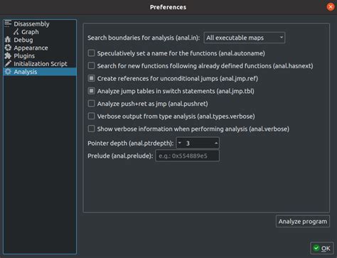 Analysis Options — Cutter 240 Documentation