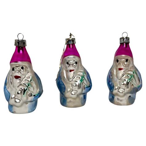 Rare Set Of Five Mercury Glass Christmas Ornament Vintage 1930s For