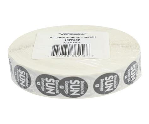 Sysco Classic Label Roll Circle Permanent Black Sunday 75 2000case