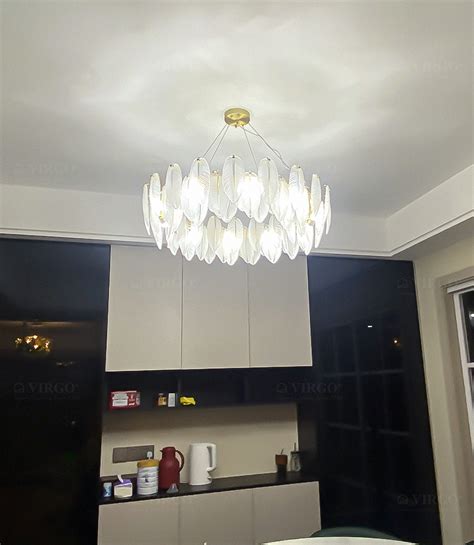 Đèn Thả Trang Trí Cao Cấp Lông Vũ Thủy Tinh Pv8812 • Đèn Trang Trí Cao