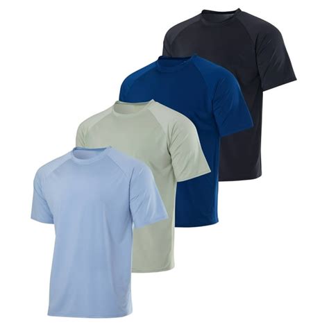 4 Pack Mens Short Sleeve Quick Dry Upf 50 Sun Protection Rash Guard