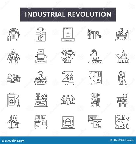 Industrial Revolution Line Icons For Web And Mobile Design Editable