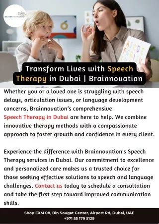 PPT - Transform Lives with Speech Therapy in Dubai | Brainnovation ...