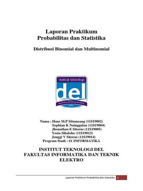 Laporan Distribusi Binomial Dan Multinomial Kelompok 1 Pdf