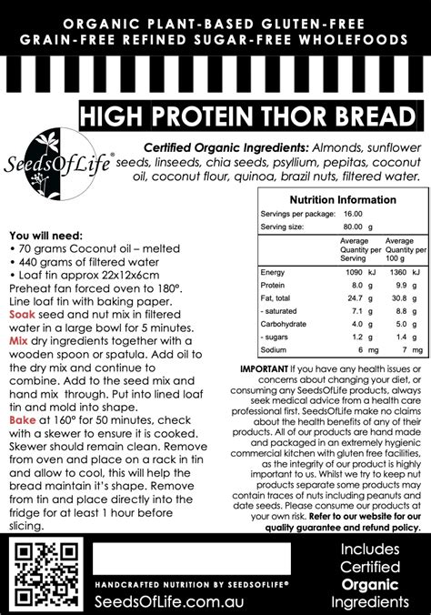 Premix Seedsoflife High Protein Thor Bread 650g Seedsoflife