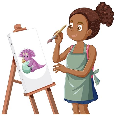 Free Vector Teenage Girl Creating Art On Canvas