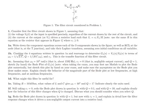 Solved Figure The Filter Circuit Considered In Problem Chegg