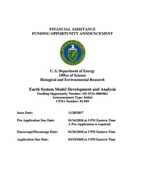 Fillable Online Science Energy Earth System Model Development And Analysis Fax Email Print