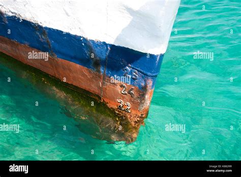 Draft Marks On A Ship Waterline Numbers On Bow And Stern Of A Vessel