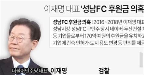 그래픽 이재명 대표 성남fc 후원금 의혹 쟁점