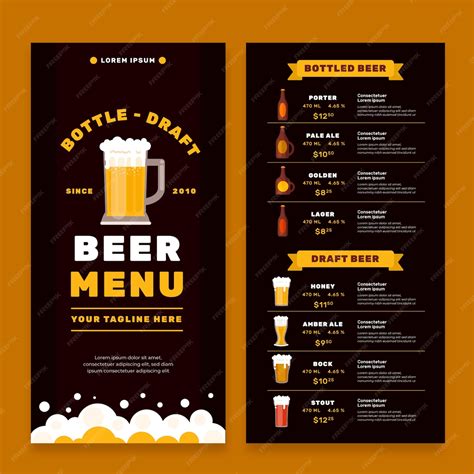 Free Vector Flat Design Beer Menu Template