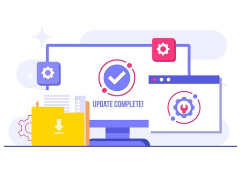 Software Update Process Is Completed System Maintenance Flat