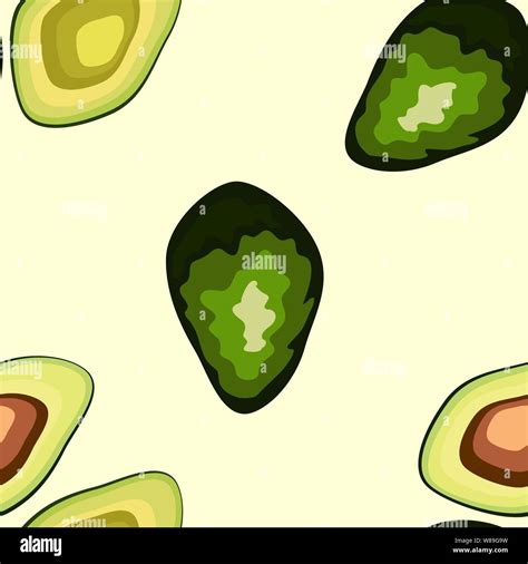 Avocado Seamless Pattern On Background Whole And Cut Avocado Stock Vector Image Art Alamy