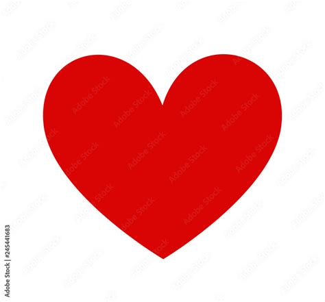 Classic Red Heart Symbol Template Traditional Shape Basic Red Color