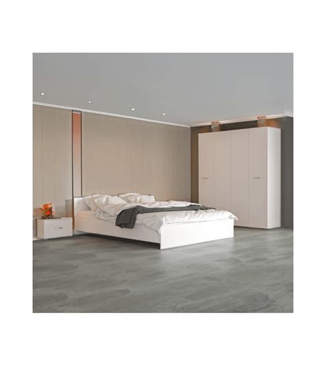 Set Dormitor Complet Alb Pal Pat Sifonier 4 Usi 2 Noptiere