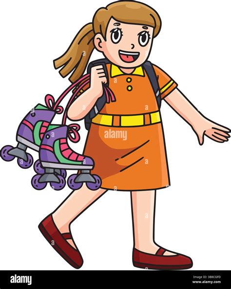 Female Inline Skater Carrying Skates Clipart Stock Vector Image And Art