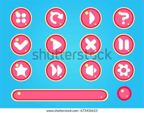 Set Buttons Progressbar Bright Different Forms Stock Vector Royalty