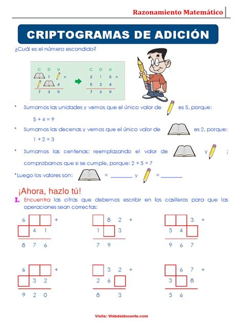 Criptogramas De Adición Para Tercer Grado De Primaria Pdf