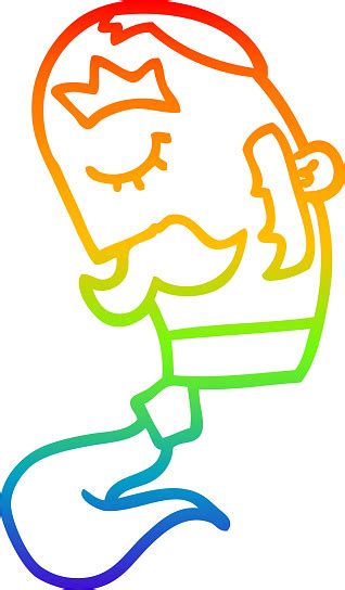 콧수염을 가진 만화 남자의 무지개 그라데이션 선 그리기 개성 개념에 대한 스톡 벡터 아트 및 기타 이미지 개성 개념 귀여운