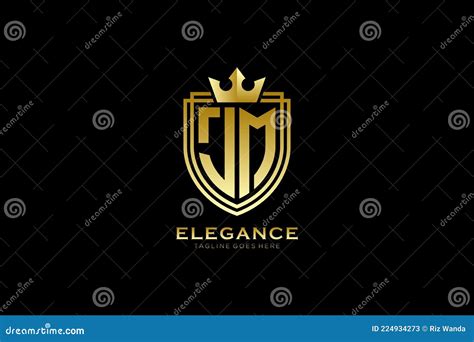 Initial JM Elegant Luxury Monogram Logo Or Badge Template With Scrolls