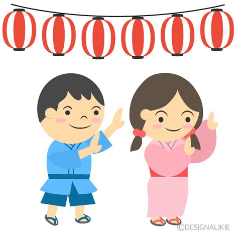 盆踊りを踊る子供イラストのフリー素材｜イラストイメージ
