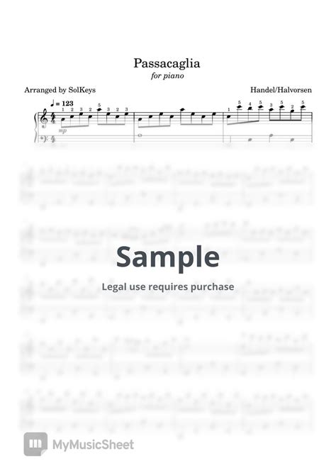 Handel Halvorsen Passacaglia Sheets By SolKeys