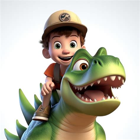 Premium Photo 3d Happy Dinosaur Boy Riding