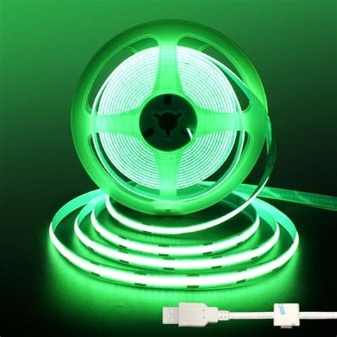 【楽天市場】ledテープライト 5v Cob Ledストリップライト 1個 5m グリーン 320led M 3 5w M 幅8mm 非防水