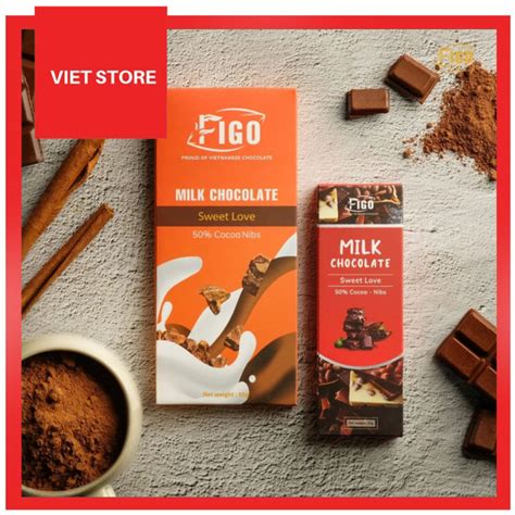 Viet Store Figo Vietnamese 50 Cocoa Nibs Milk Chocolate Candy 20g 50g Figo Chocolatier Figo