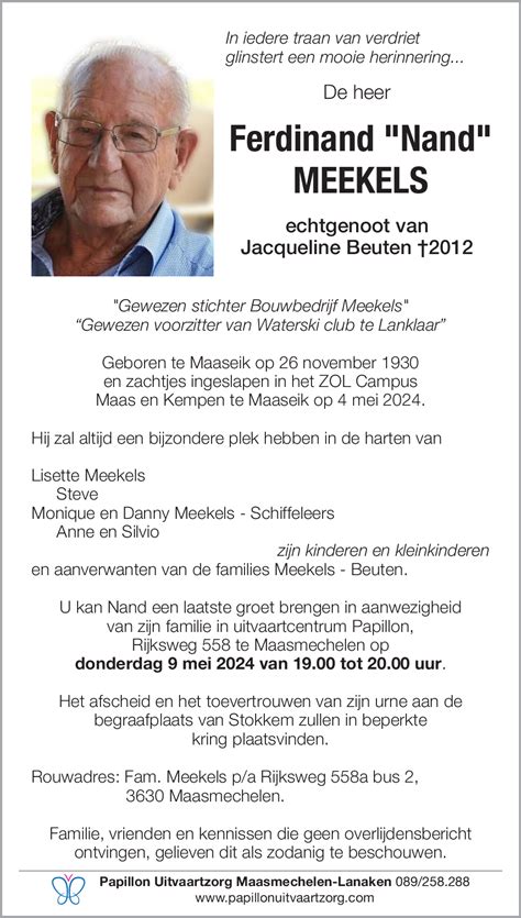 Ferdinand Meekels † 04052024 Inmemoriam