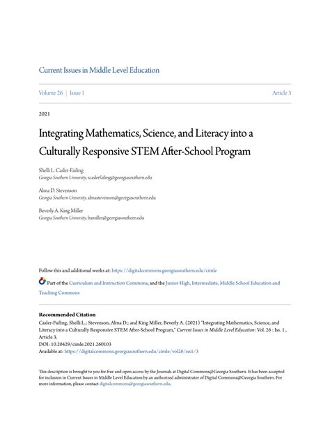 Pdf Integrating Mathematics Science And Literacy Into A Culturally Responsive Stem After