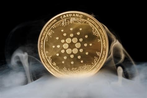 Premium Photo Ada Cardano Cryptocurrency Golden Coin With Smoke Effect