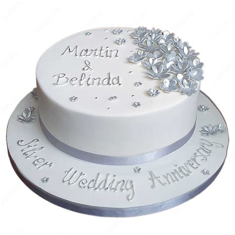 Silver Wedding Anniversary Flower Cake Silver Wedding Anniversary Cake Silver Wedding Cake