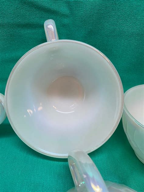 Federal Glass Iridescent Moonglow Pattern Porcelain Teacoffee Cups