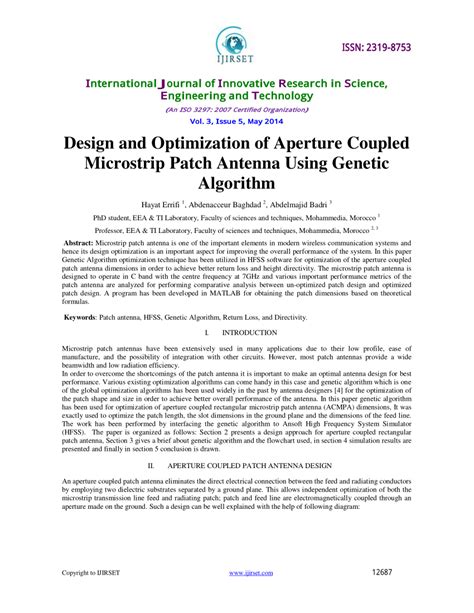 pdf design and optimization of aperture coupled microstrip patch