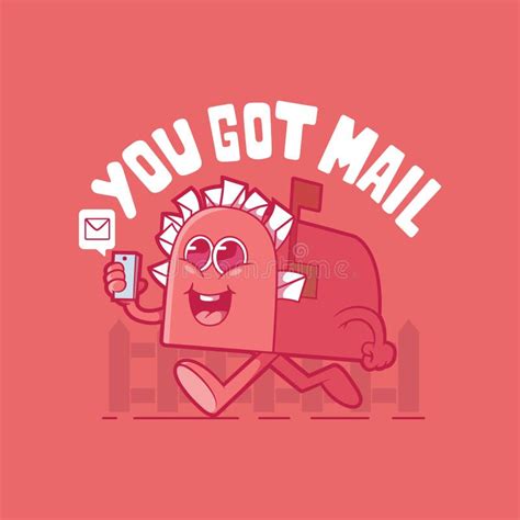 Mailbox Character Checking Email Vector Illustration Stock Vector Illustration Of Icon