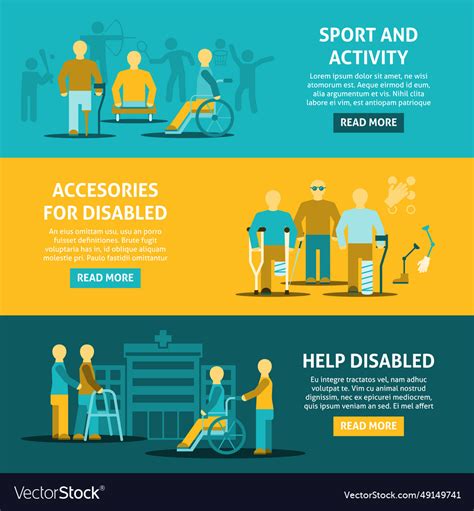 Flat Color Disabled Horizontal Banners Royalty Free Vector