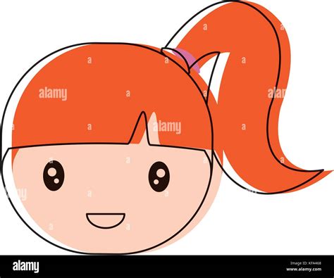 Cartoon Girl Face Icon Over White Background Vector Illustration Stock
