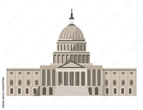Famous United States Capitol Building Isolated Cartoon Illustration