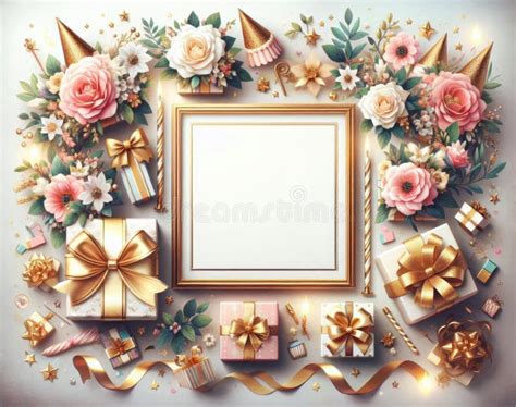 Elegant Floral And T Frame With Golden Accents Perfect For