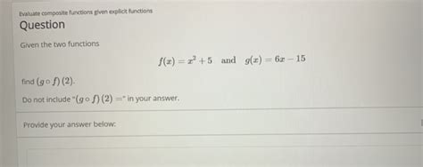 Solved Evaluate Composite Functions Given Explicit Functions