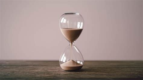 Isolated Hourglass Object On A Wooden Table Countdown Hourglass Object