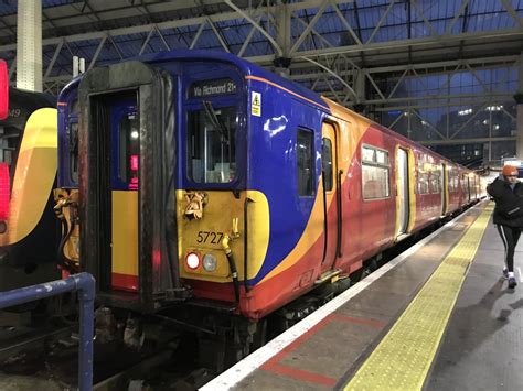 British Rail Class 455 Train With South Western Railway Swr At London Waterloo Station Uk R