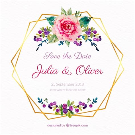 Aquarela moldura floral linhas douradas Vetor Grátis