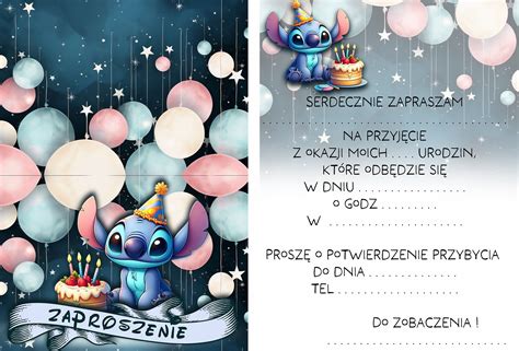 ZAPROSZENIA LILO STICH STICZ ANDZIA ZAPROSZENIE URODZINOWE 20x15cm