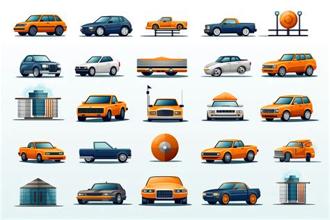 Colorful Vehicles Collection Icons Graphic By Saydurf Creative Fabrica